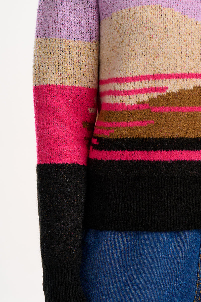 Asher Jumper in Multi Abstract Landscape – Mint Julep