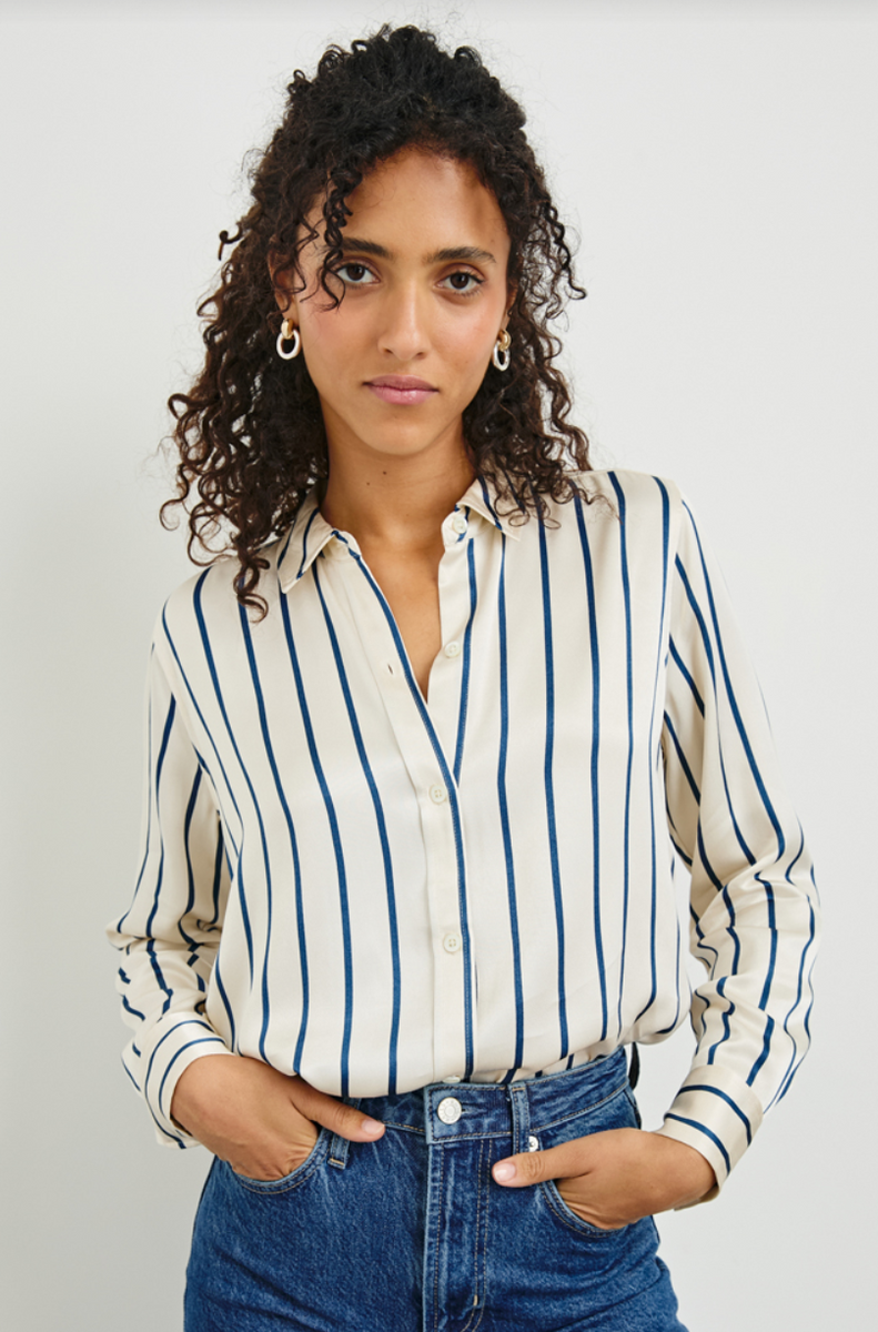 Maria Shirt in Ceramic Navy Stripe – Mint Julep