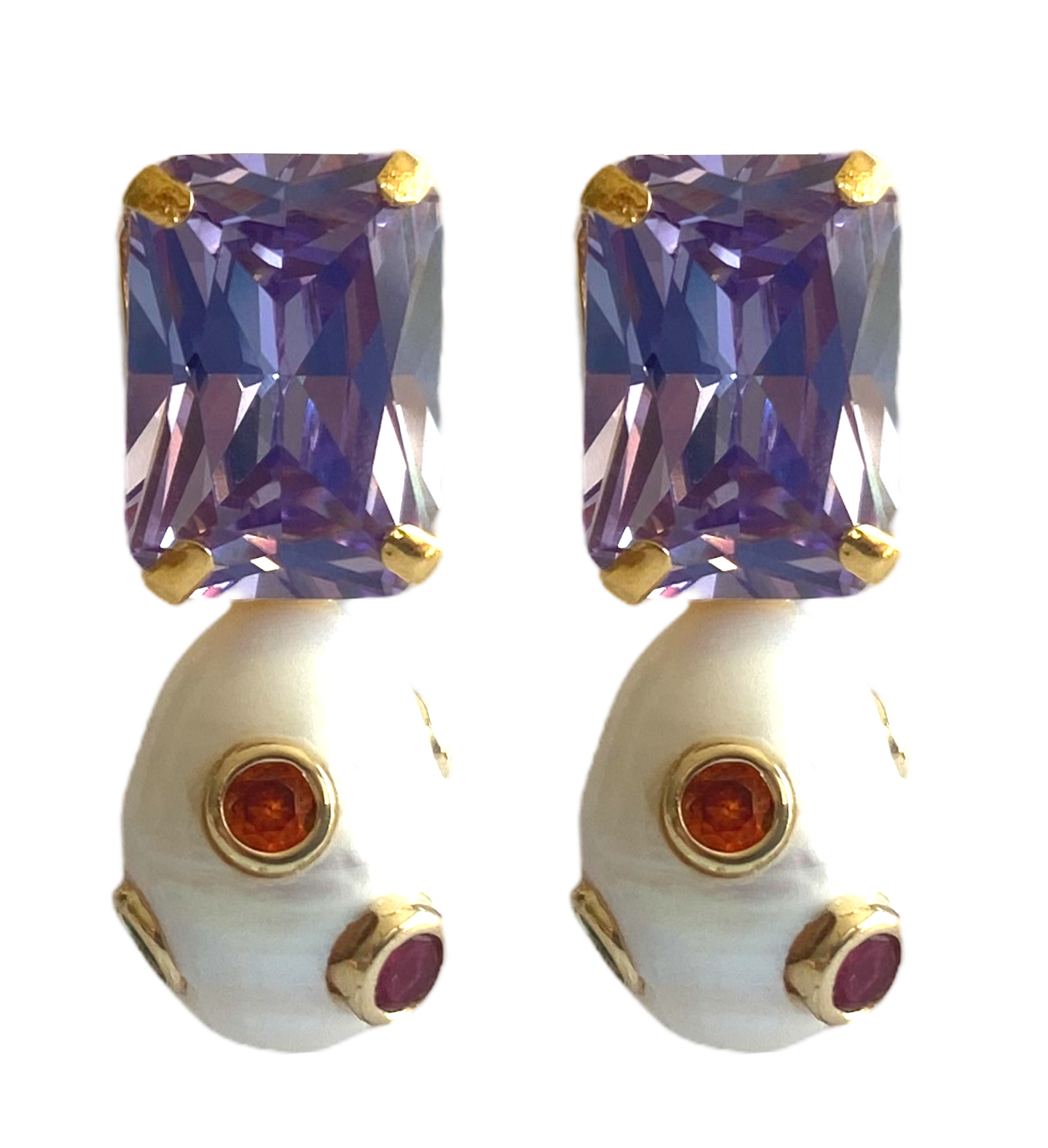 Octagon Pearl Stud in Purple – Mint Julep