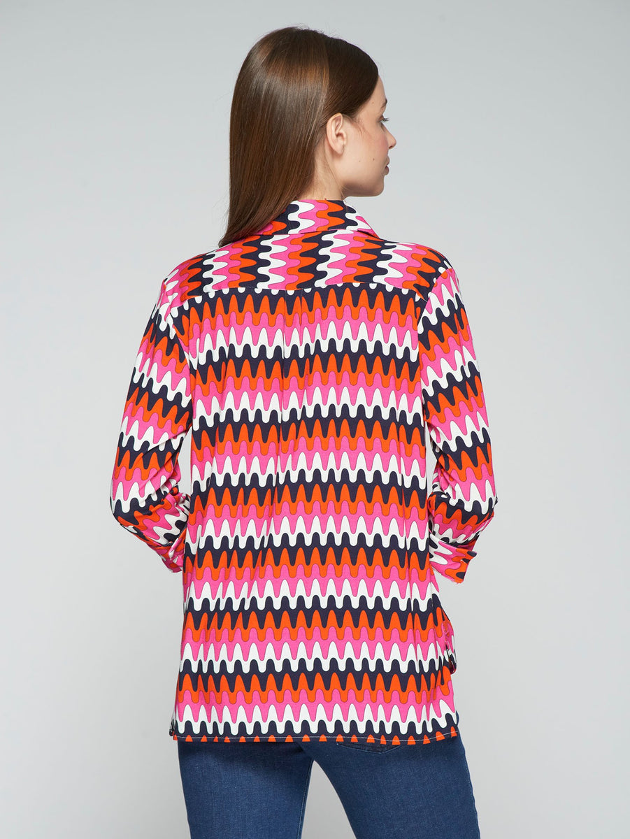 Sara Shirt in Ondas Punto Print – Mint Julep